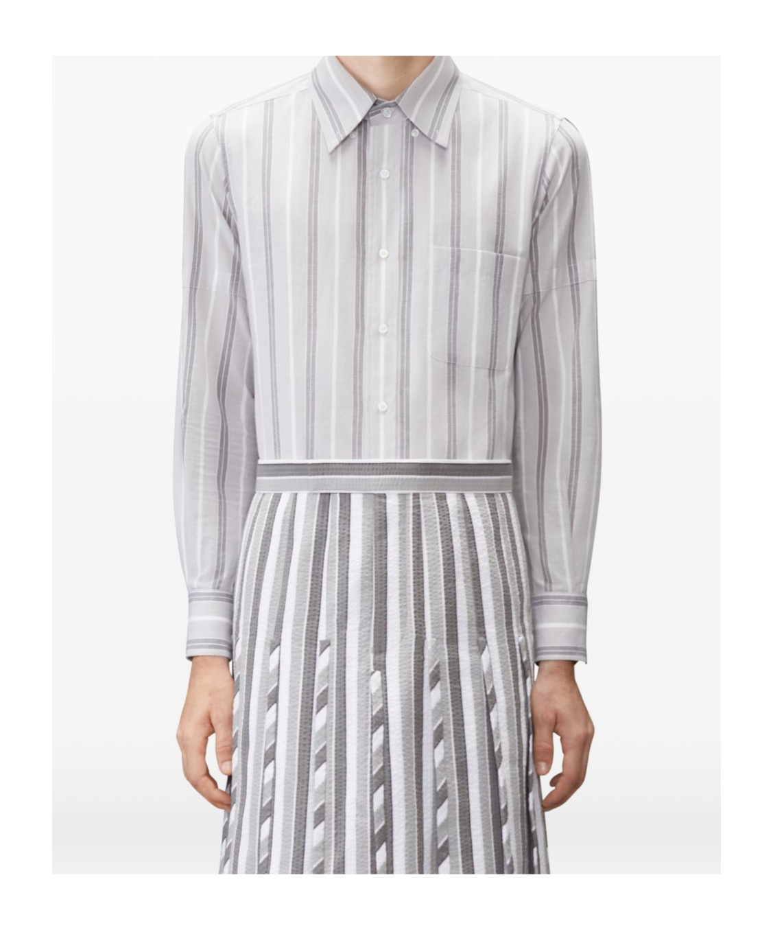 THOM BROWNE Thom Browne Madras Armband Striped Shirt